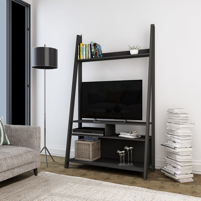 Tiva Ladder TV Unit Entertainment Stand Black | Modern Home Interiors